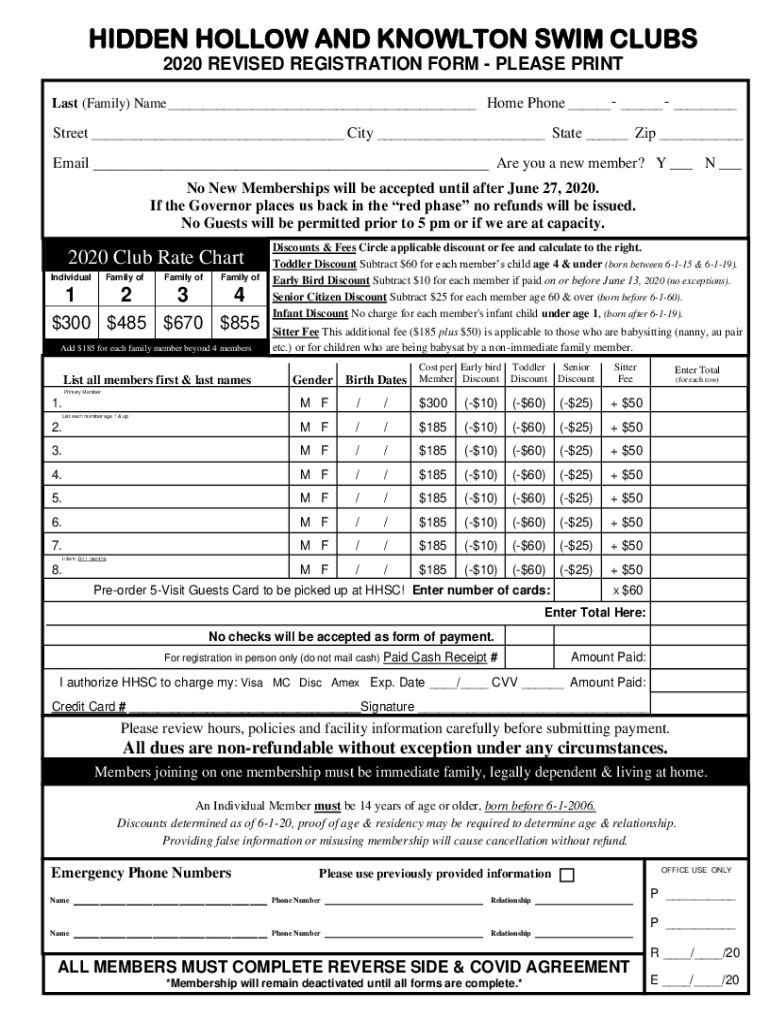 Fillable Online Hidden Hollow and Knowlton Swim Club Rules Fax Email ...