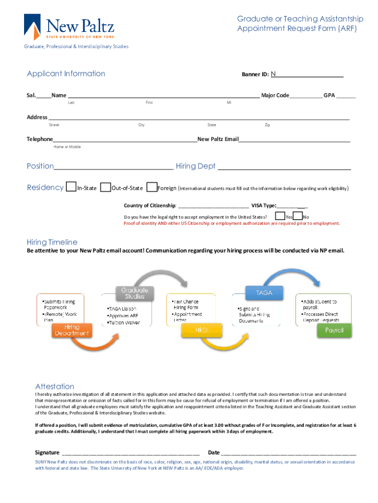 Fillable Online Appointment of Graduate Assistantship Form Options Fax Email Print - pdfFiller