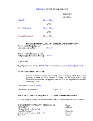 Uni Civil Procedure Rules - 87.2. UCPR - Warrant for seizure and ...