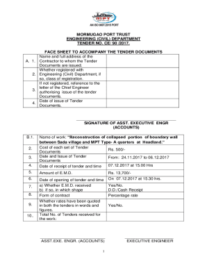 Fillable Online FACE SHEET TO ACCOMPANY THE TENDER ... Fax Email Print ...