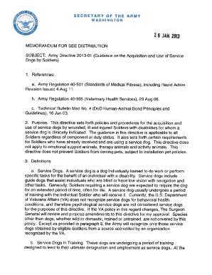 Fillable Online armypubs army SIGNED - DHA-PI 6025.18, Animal Access to ...