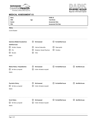 Fillable Online Medical Assessment. Medical Assessment Downtime Form ...