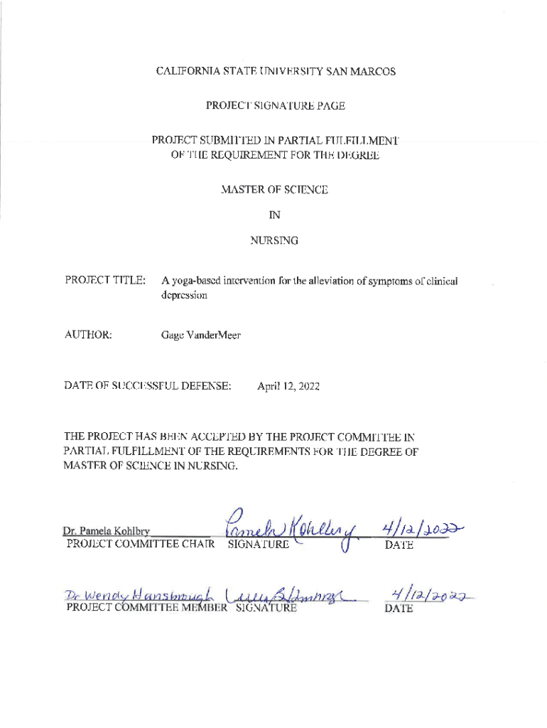 Fillable Online San Marcos, Degree Level: Masters, Department: Nursing ...