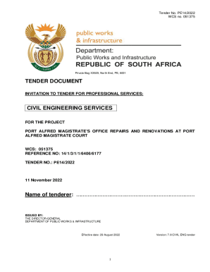 Fillable Online TENDER DOCUMENT CIVIL ENGINEERING SERVICES Fax Email ...