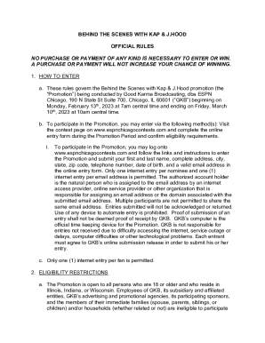 Fillable Online Behind the Scenes with Kap & J.Hood Contest Rules Fax ...