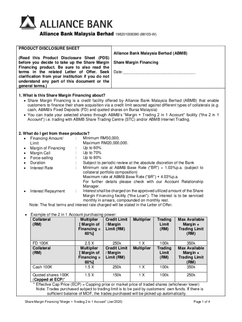 Fillable Online Mortgage Term Financing-i Product Disclosure Sheet Fax ...