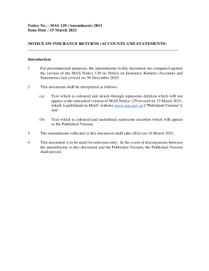 Fillable Online Notice No. : MAS 129 (Amendment) 2021 Issue Date Fax ...
