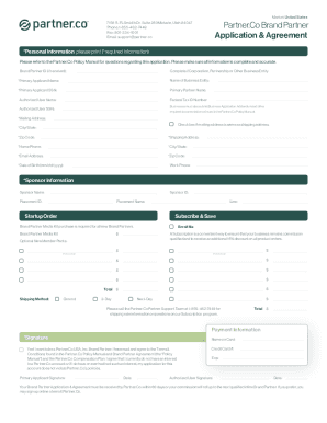 Fillable Online Partner.Co Brand Partner Application & Agreement Fax ...