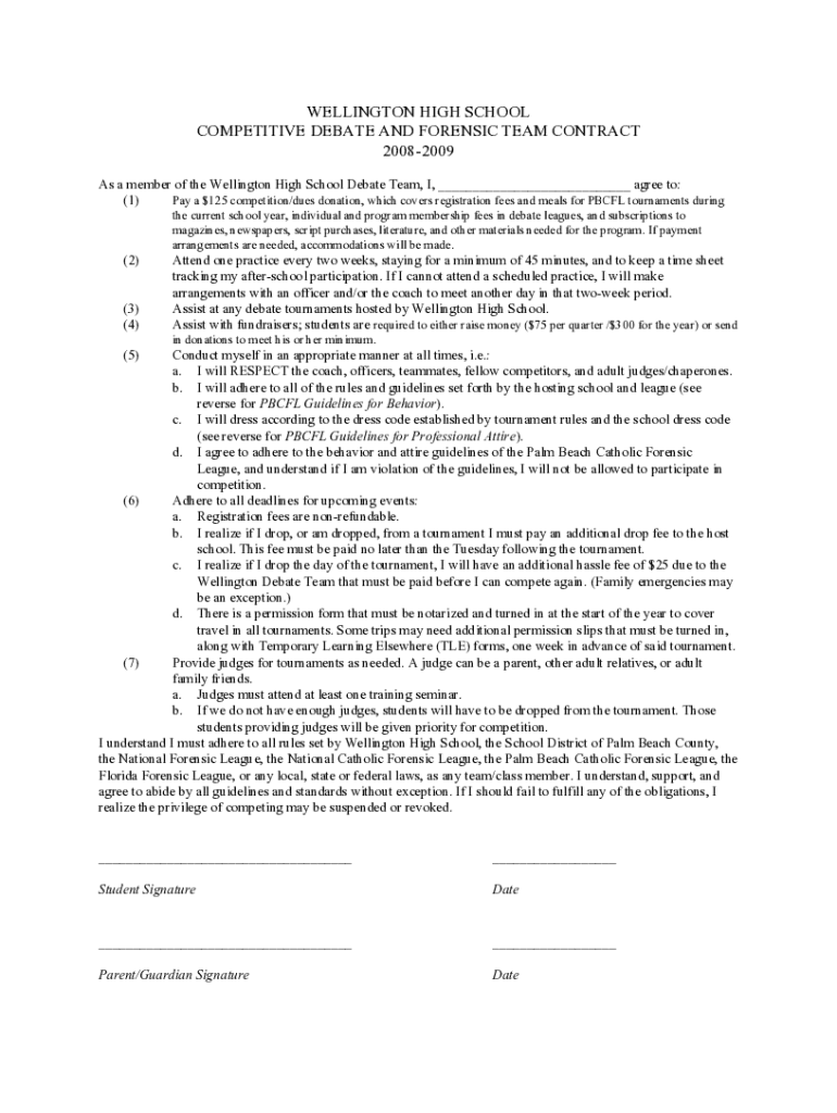 Fillable Online SOY07 Sample Parent-Student Competition Contract.doc ...