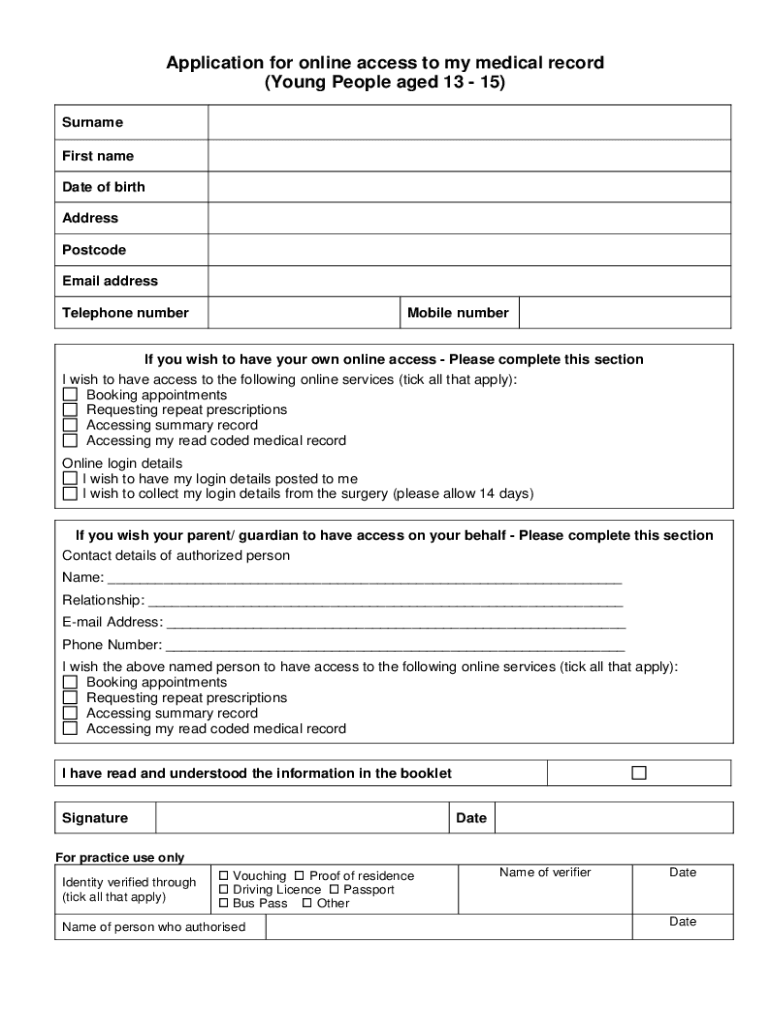 Fillable Online Annex BApplication for access to medical records (SAR ...