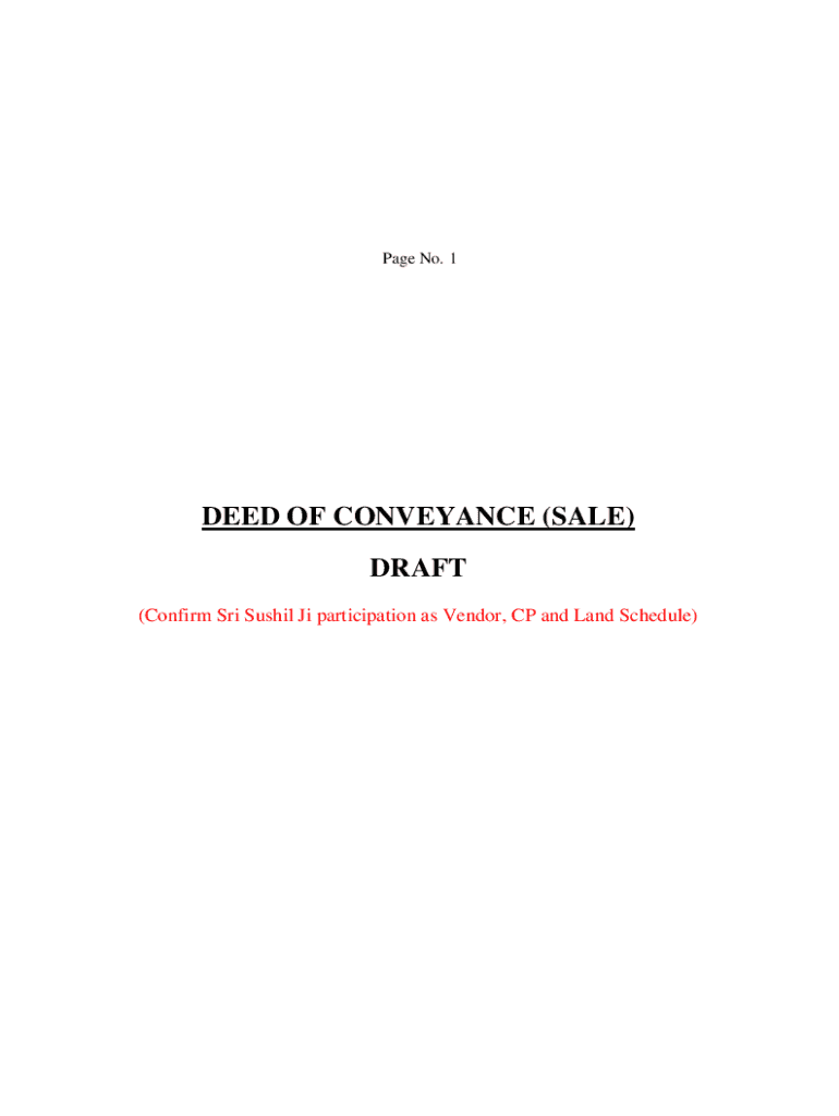 Fillable Online THIS DEED OF CONVEYANCE (SALE) IS MADE ON THIS THE Fax Email Print - pdfFiller