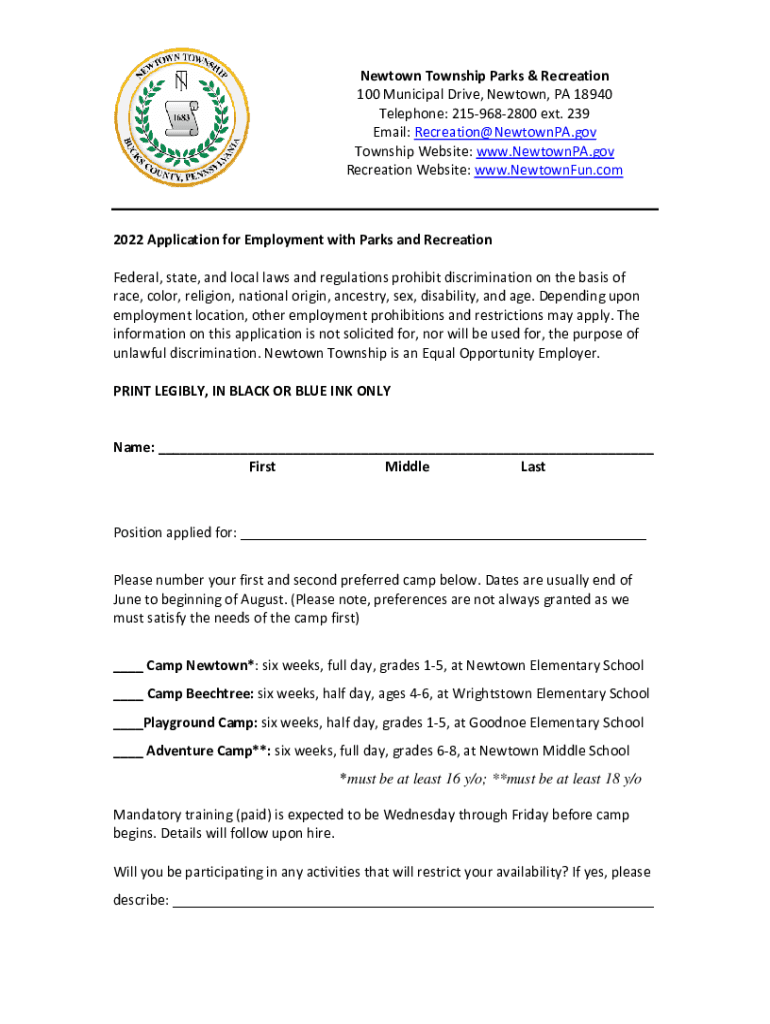 Fillable Online Job Application Update for 2022.doc Fax Email Print - pdfFiller