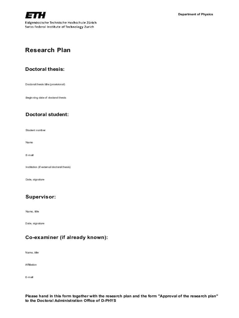 Fillable Online research plan title page. form research plan title page ...
