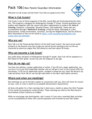 Fillable Online WELCOME! NEW CUB SCOUT FAMILY Fax Email Print - pdfFiller