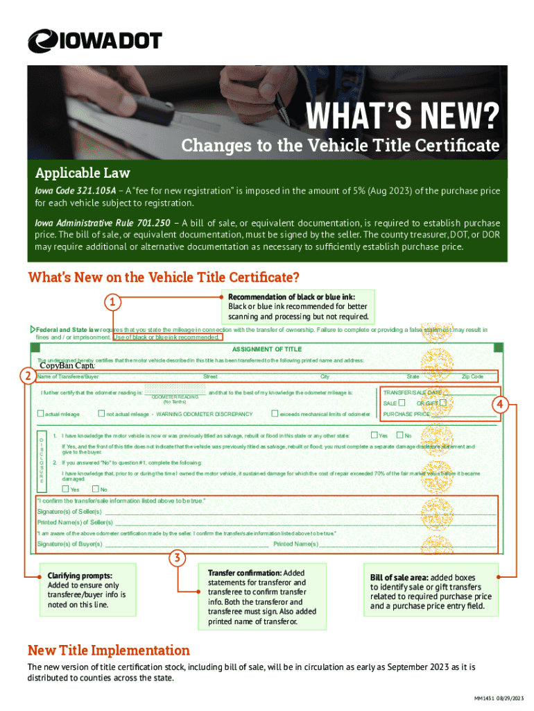 Fillable Online Changes to the Vehicle Title Certificate Fax Email ...