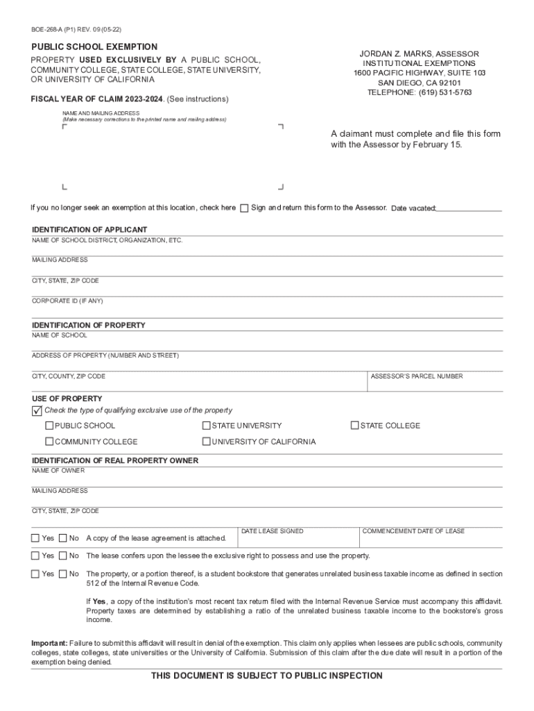 Fillable Online Public School Exemption - California State Board of ...