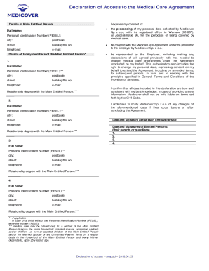 Fillable Online Declaration of Access to the Medical Care Agreement Fax ...