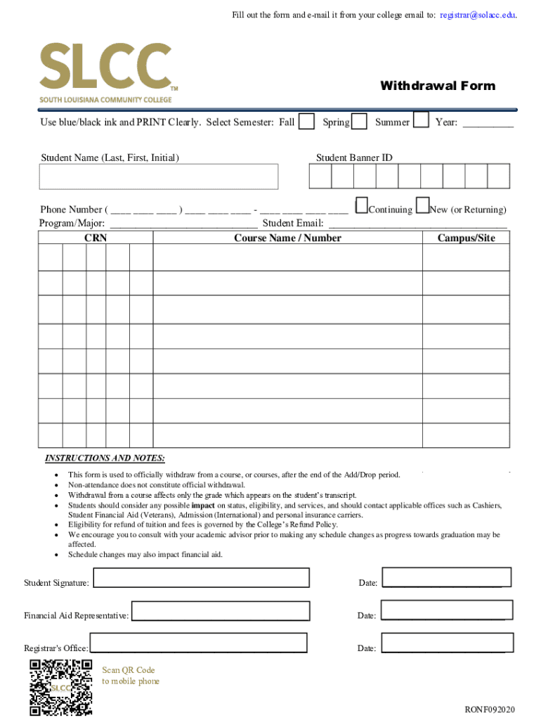 Fillable Online Fillable Course Withdrawal Form (SOWELA Technical ... Fax Email Print - pdfFiller