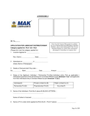 Fillable Online LUBE DISTRIBUTORSHIP APPLICATION FORM Fax Email Print ...