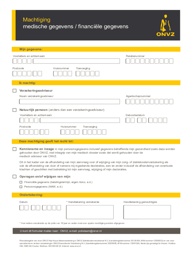 Invulbaar Online Machtiging info aan derden (VA of natuurlijk persoon ...