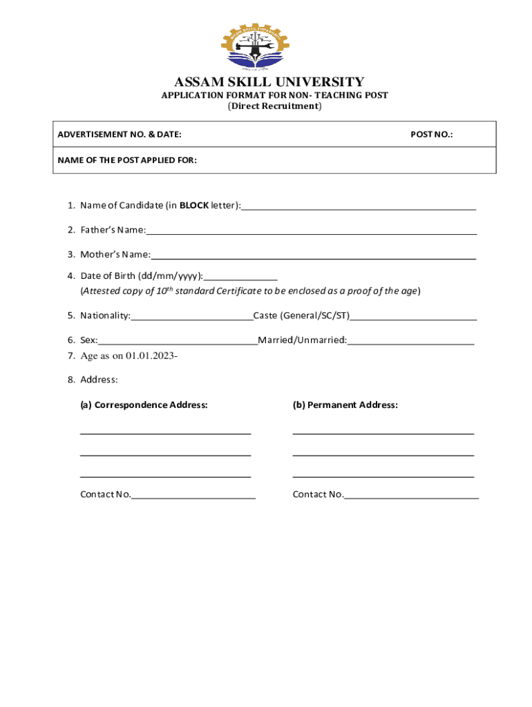 Fillable Online Application Form-Non-Teaching in PDF Fax Email Print ...