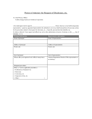 Fillable Online Power of Attorney for Request of Disclosure, etc. Fax ...