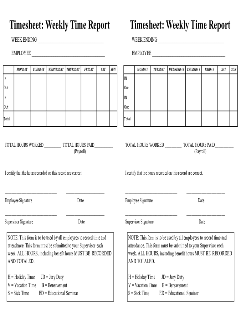 Fillable Online (WTS) WEEKLY TIME SHEET Fax Email Print - pdfFiller