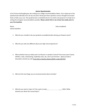 Fillable Online '23 Senior Questionnaire Fax Email Print - pdfFiller