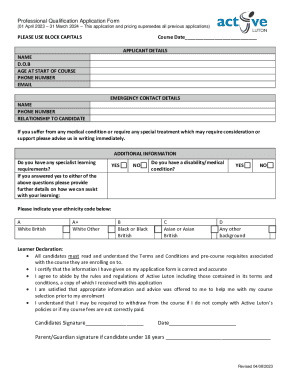 Fillable Online Professional Qualification Application Form Fax Email Print - pdfFiller