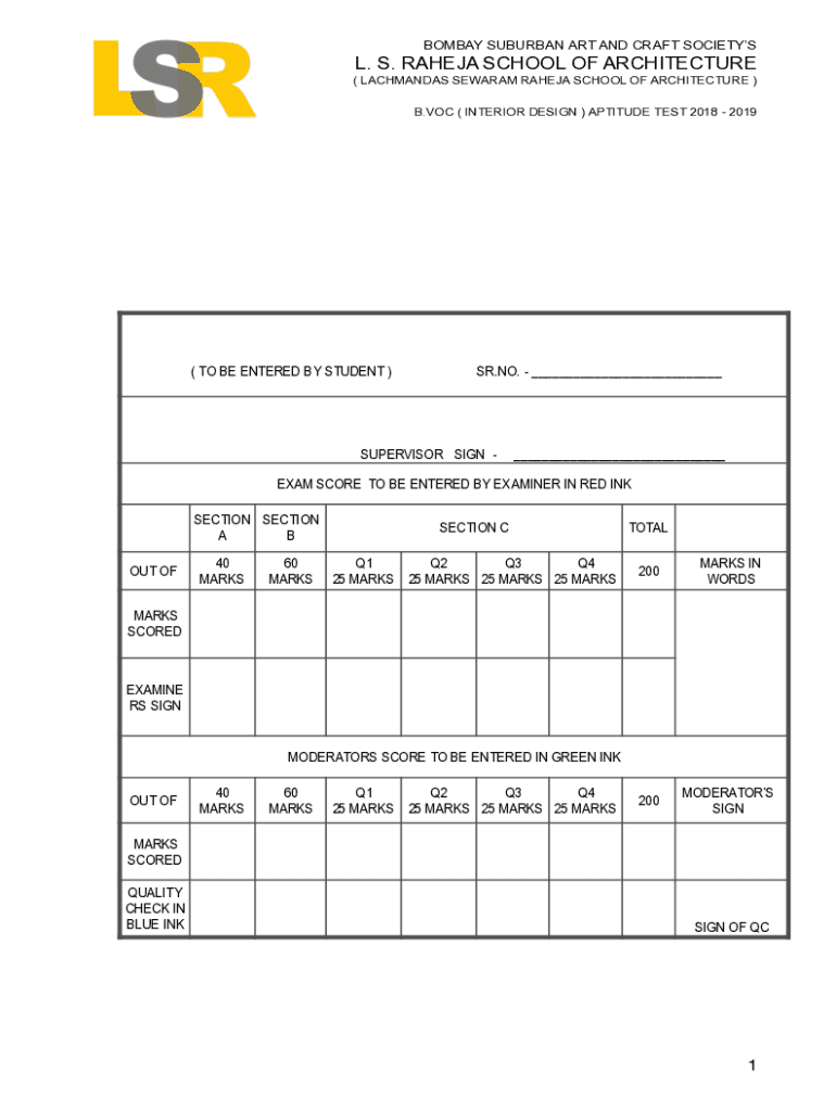 Fillable Online B.Voc. in interior Design at L. S. Raheja School of ...