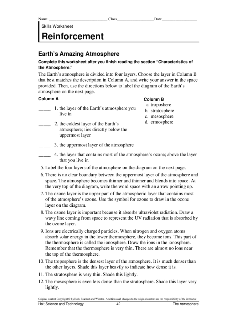 Earth's Amazing Atmosphere Worksheet Answers - Fill Online, Printable ...