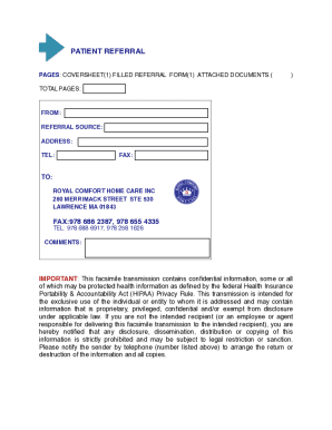 Fillable Online Home Care Referral Form - Guideline Fax Email Print - pdfFiller
