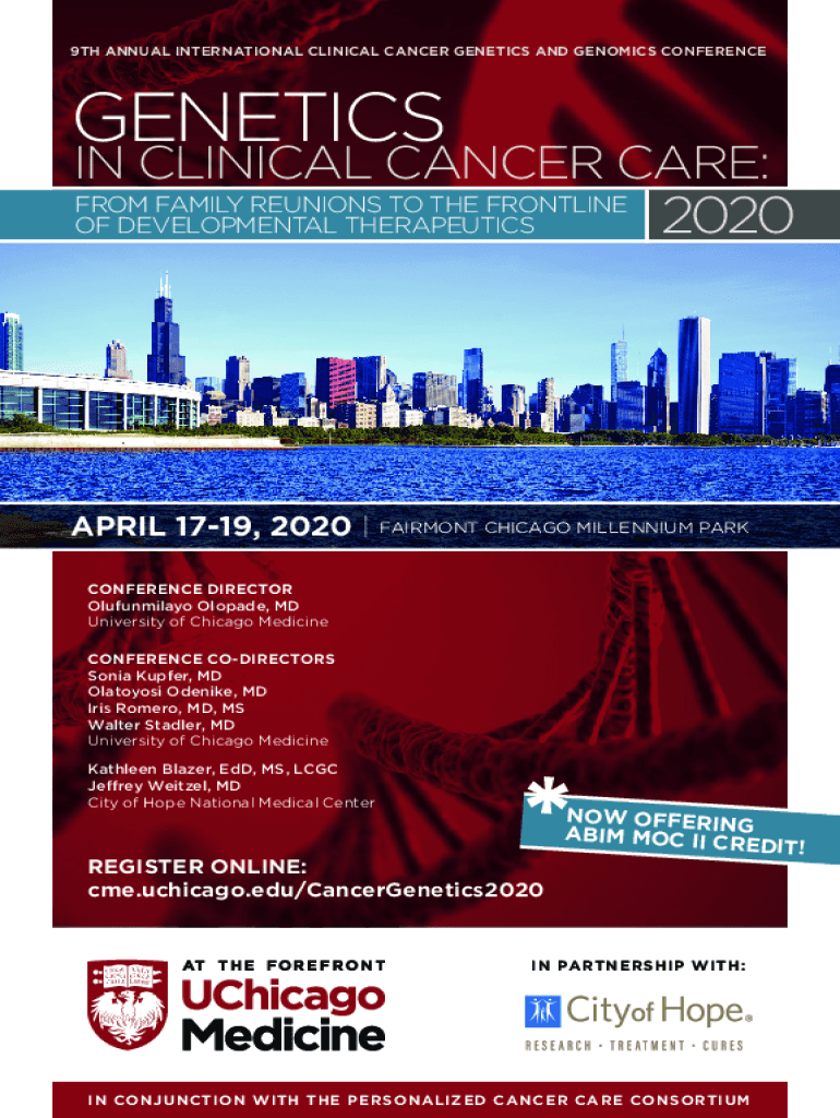 Fillable Online cme uchicago Genetics in Clinical Cancer Care: From ...