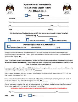 Fillable Online American Legion Riders Member Data Form - Studylib Fax Email Print - pdfFiller