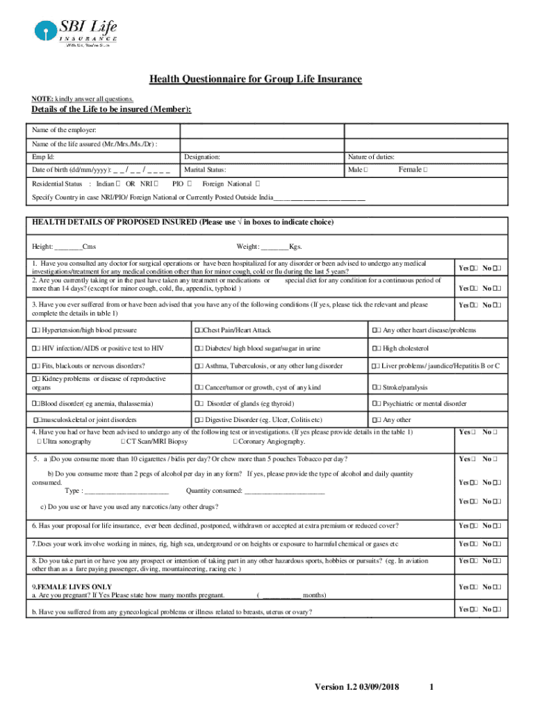 Fillable Online 12M PERSONAL HEALTH DECLARATION FORM Fax Email Print ...