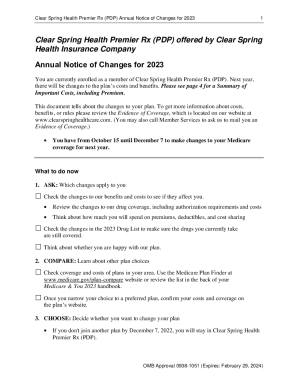 Fillable Online Clear Spring Health Premier Rx: Part D Plan S6946-050 ...
