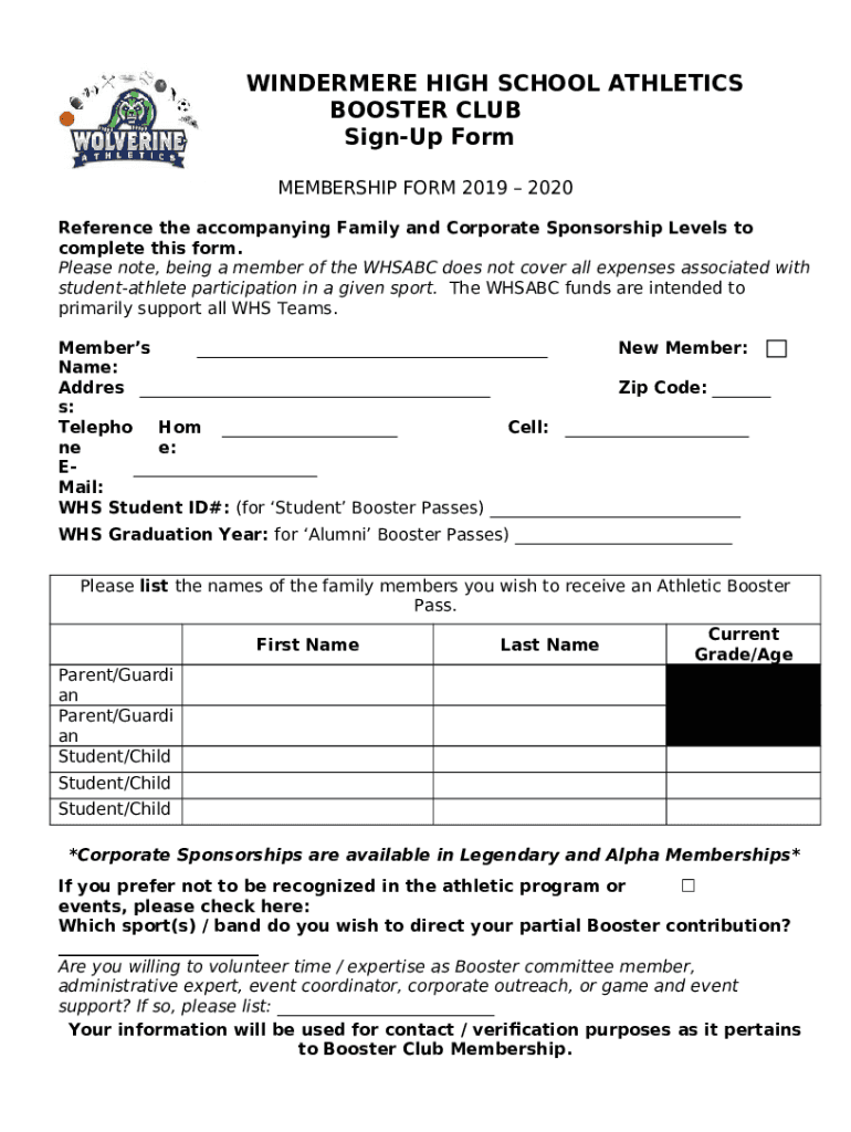 Athletics Booster Club / Sponsorship & Donations Doc Template | pdfFiller