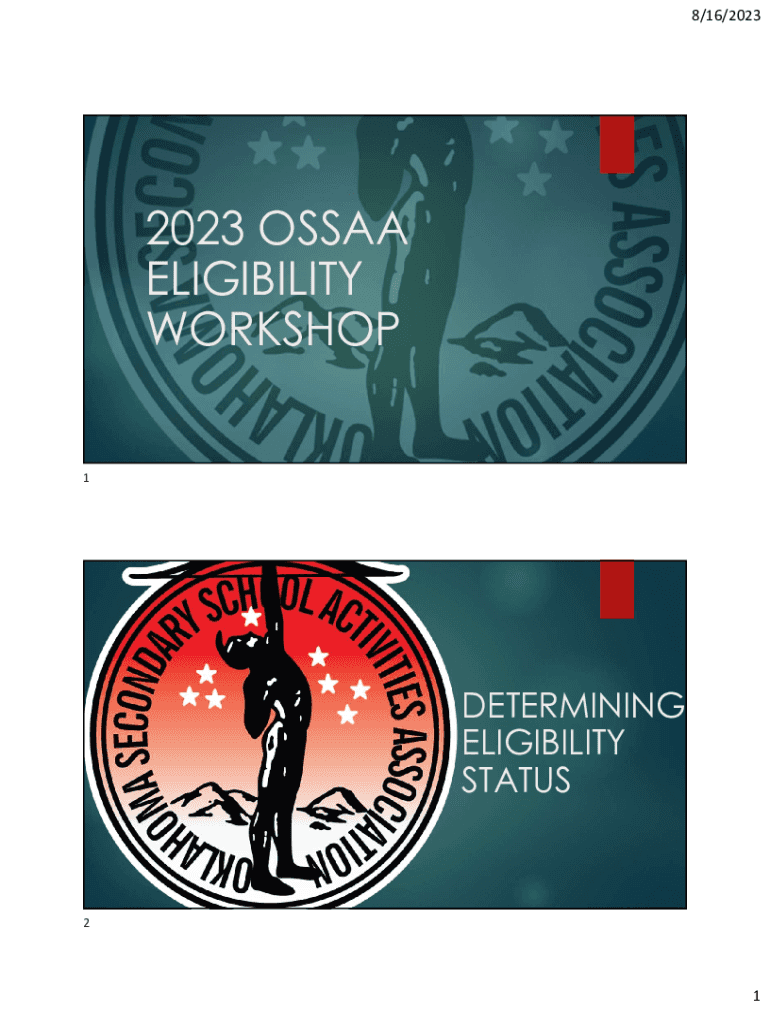 Fillable Online OSSAA ELIGIBILITY WORKSHOP. ELIGIBILITY RECORD ... Fax ...