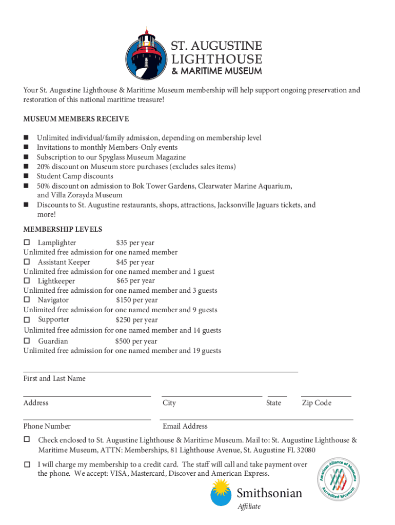 Fillable Online St. Augustine Lighthouse & Maritime Museum, Inc. Fax Email Print - pdfFiller