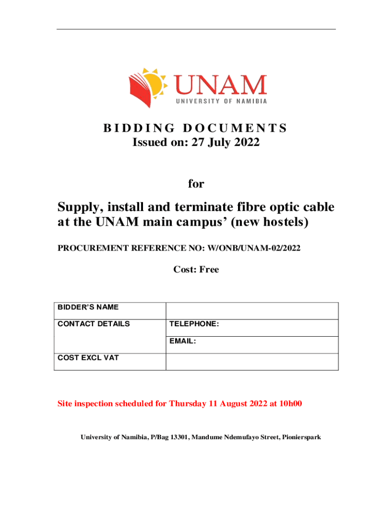 Fillable Online BIDDING DOCUMENTS Issued on Fax Email Print - pdfFiller