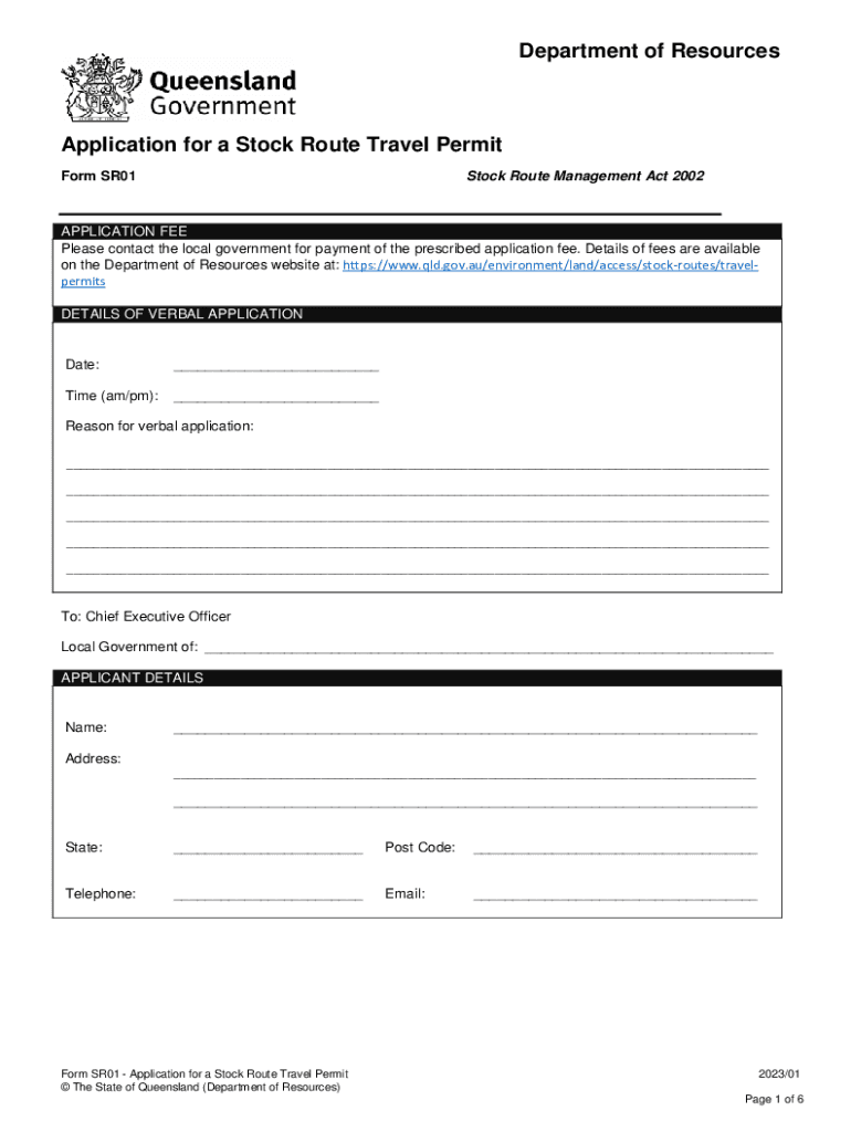 Fillable Online Application for Stock Route Travel Permit. Stock Route Travel Permit Fax Email ...