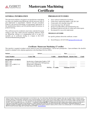 Fillable Online Mastercam Machining Certificate Fax Email Print - pdfFiller