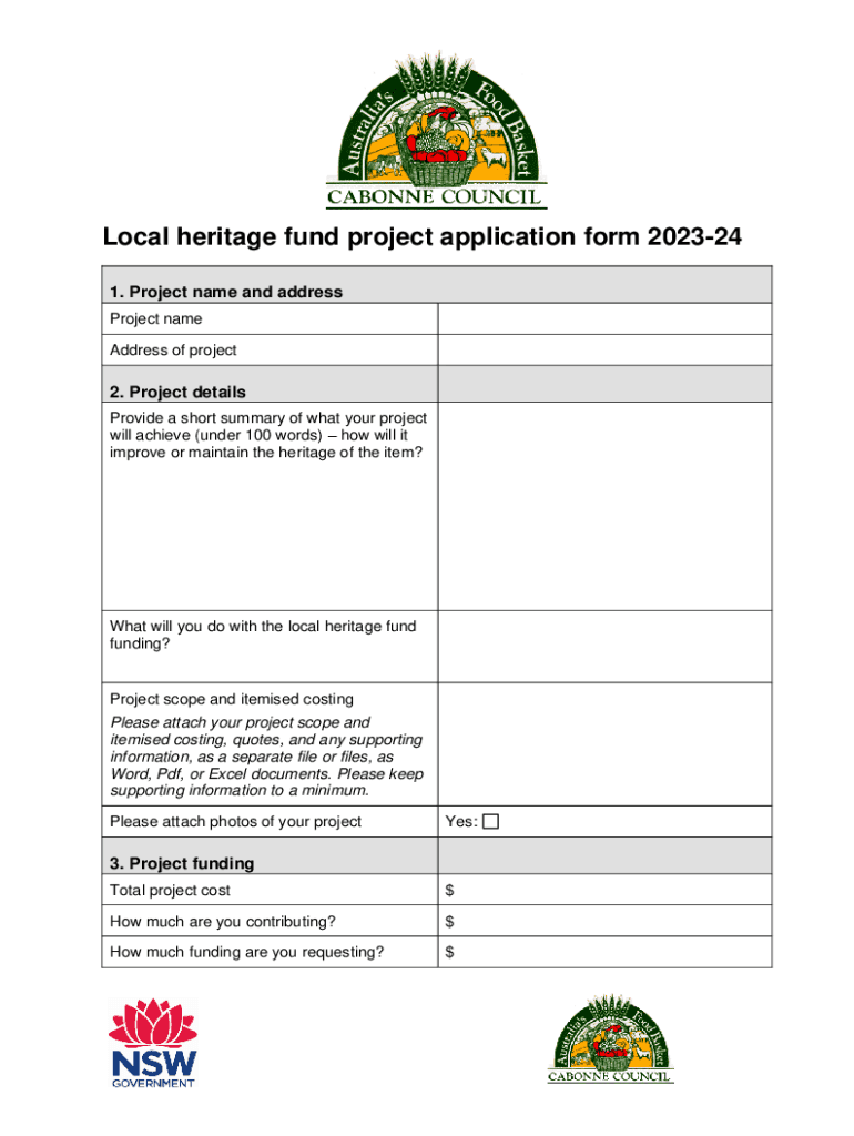 Fillable Online Local heritage fund project application form 2023-24 Fax Email Print - pdfFiller