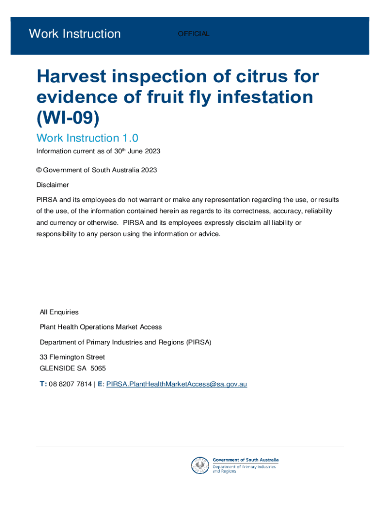 Fillable Online pir sa gov Harvest inspection of citrus for evidence of ...