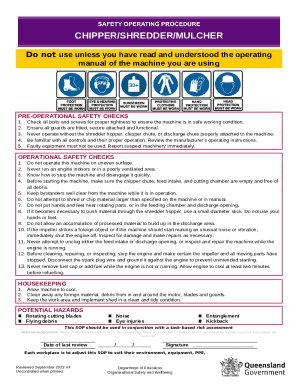 Safe operating procedure - Chipper shredder - education qld gov Doc ...