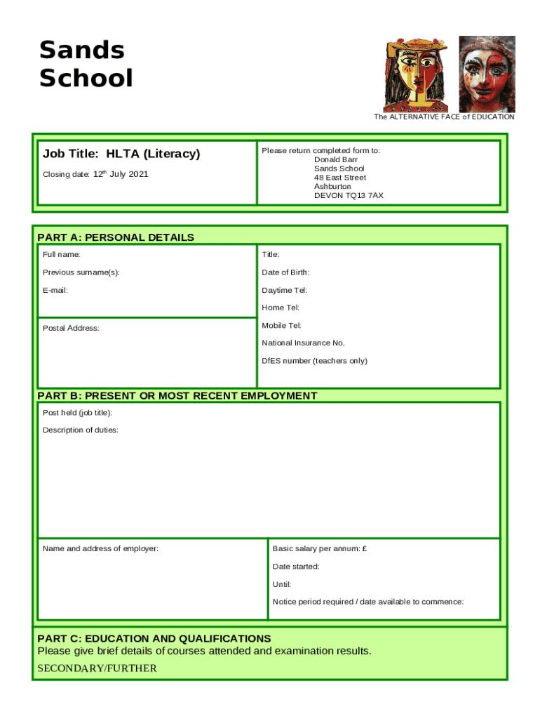 JOB APPLICATION FOR EDUCATION STAFF - Devon Jobs Doc Template | pdfFiller