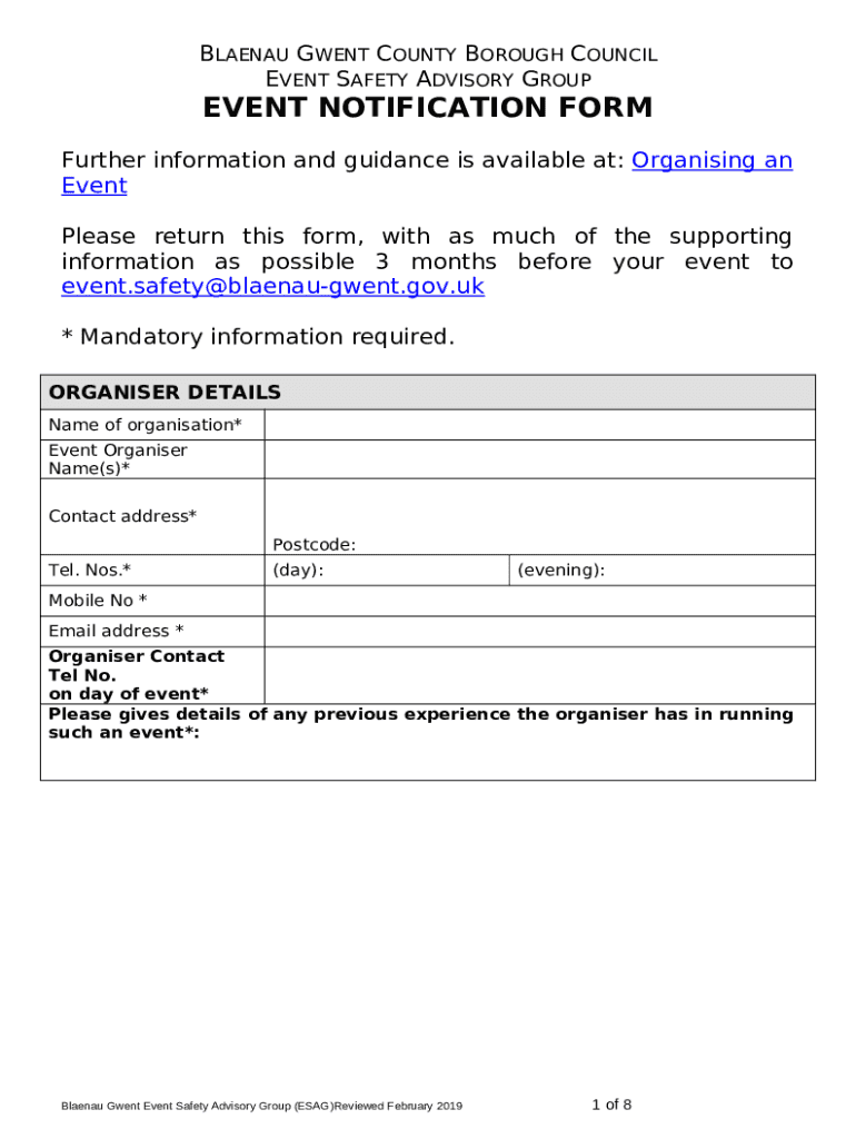 Event Safety and Safety Advisory Group (SAG) Doc Template | pdfFiller