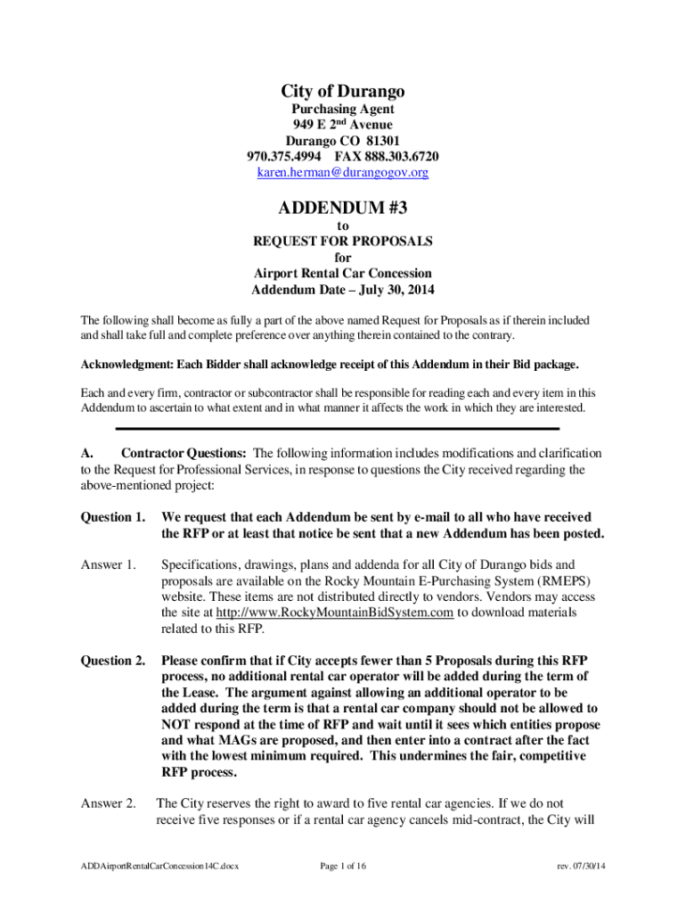 Fillable Online ADDENDUM NUMBER ONE - Rocky Mountain e-Purchasing ...