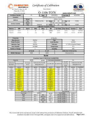 Fillable Online Tolerance (As Found) Fax Email Print - pdfFiller