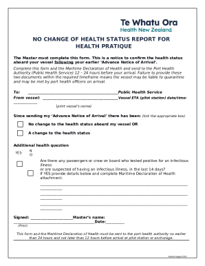 No change in health status report for health pratique Doc Template ...